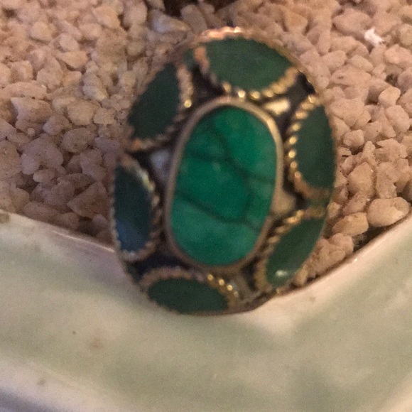 Vintage | Jewelry | Vintage Inlay Green Turquoise Ring | Poshmark